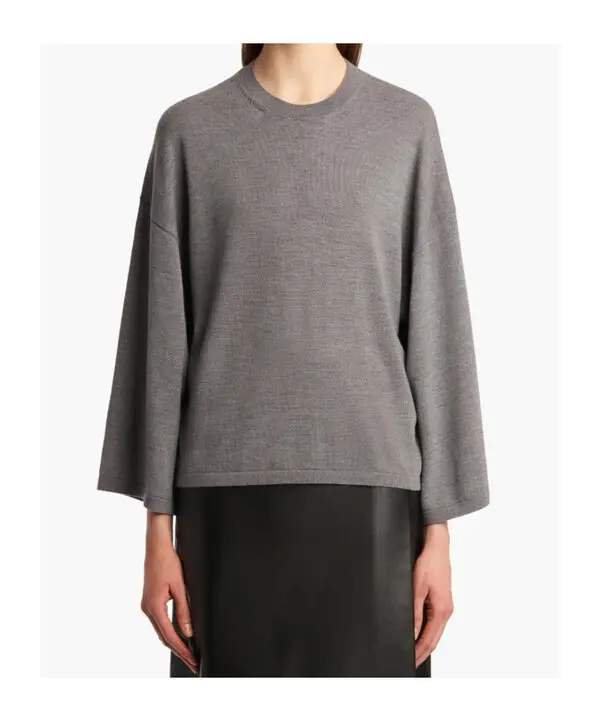 Khaite Darcy Crewneck Pullover In Fine Merino Wool - Grey