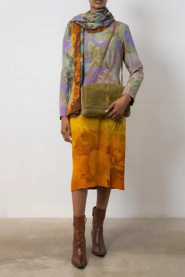 Dries Van Noten Round-neck Long-sleeve Floral Print Dress