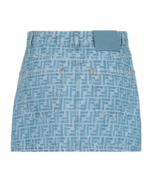 Fendi Ff Printed Denim Skirt