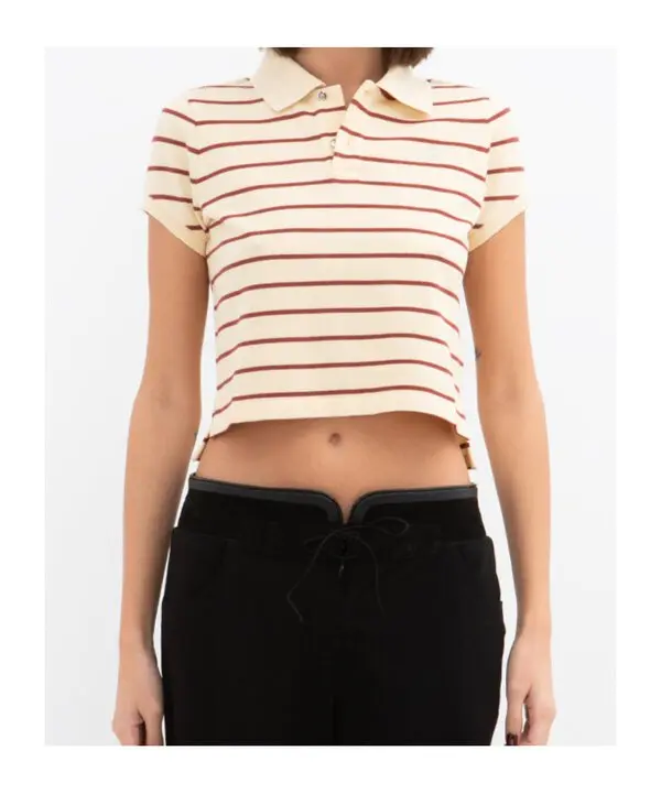 Rabanne Striped Cropped Polo T-shirt