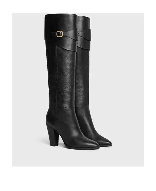 Celine Riding Boots With Triomphe Detail In Calfskin