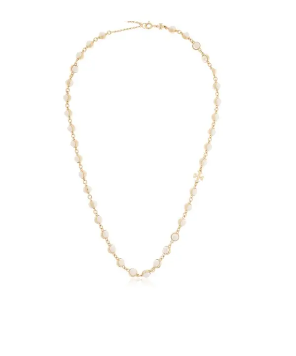 Tory Burch Pearl Cross Chain Necklace - Yellow