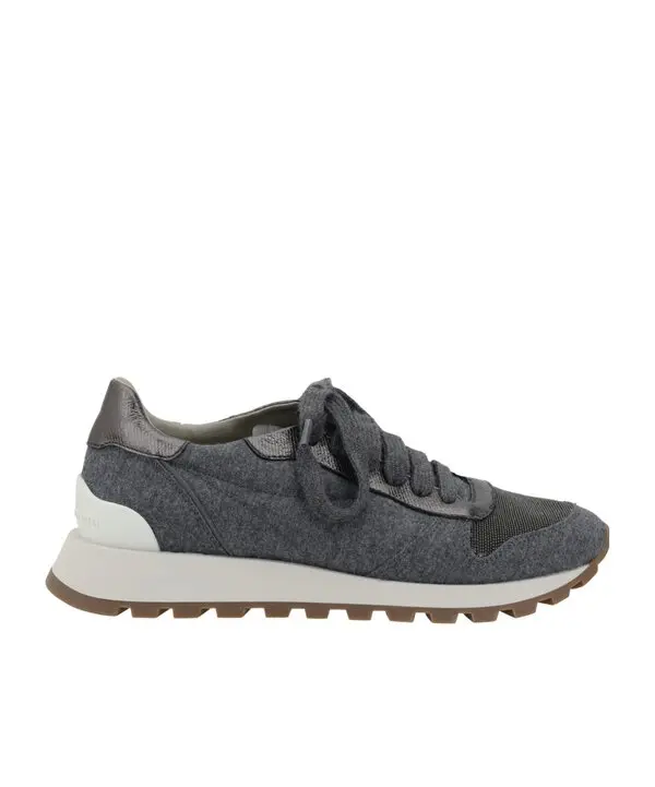 Brunello Cucinelli Round Toe Lace-up Sneakers - Gray