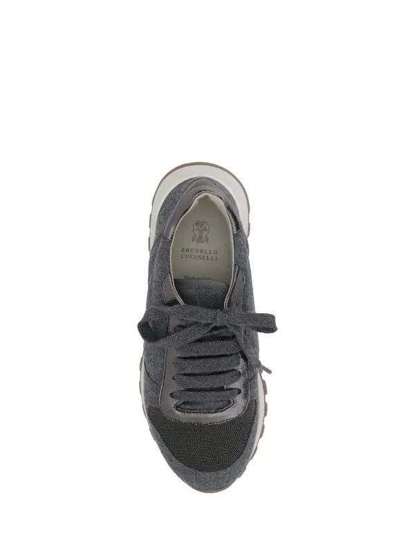Brunello Cucinelli Round Toe Lace-up Sneakers - Gray