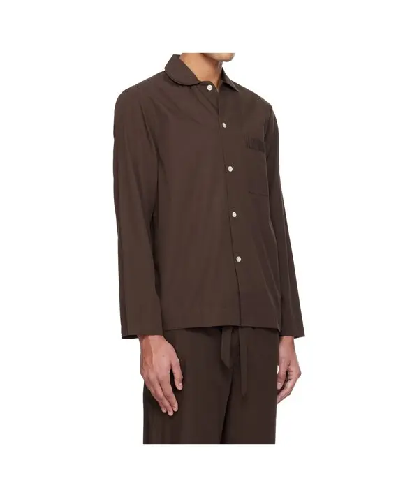 TEKLA Long-sleeved Pajama Shirt - Brown