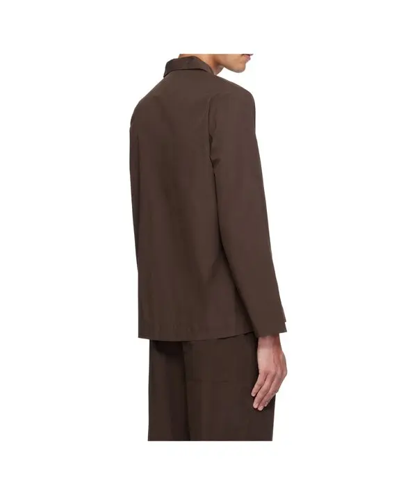 TEKLA Long-sleeved Pajama Shirt - Brown