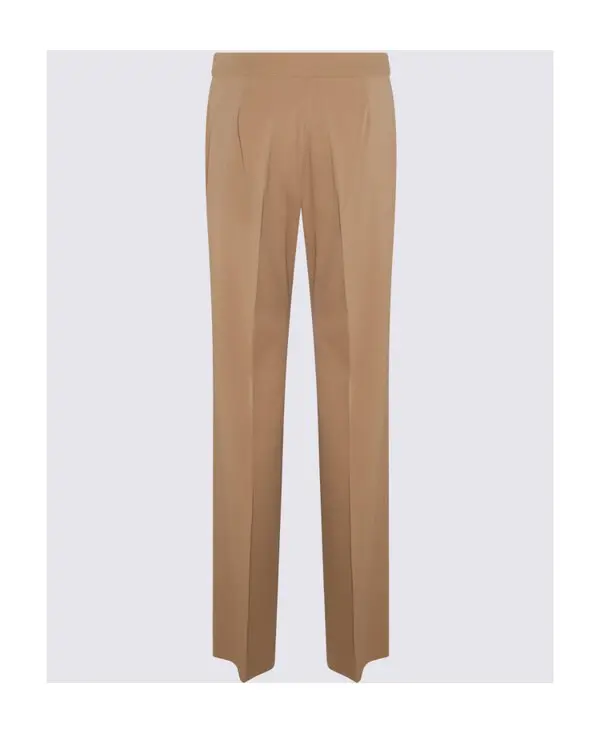 Max Mara Pleated Detailed Straight Leg Pants - Brown