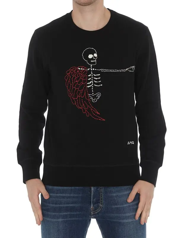 Alexander McQueen Embroidered Skeleton And Wing Sweatshirt