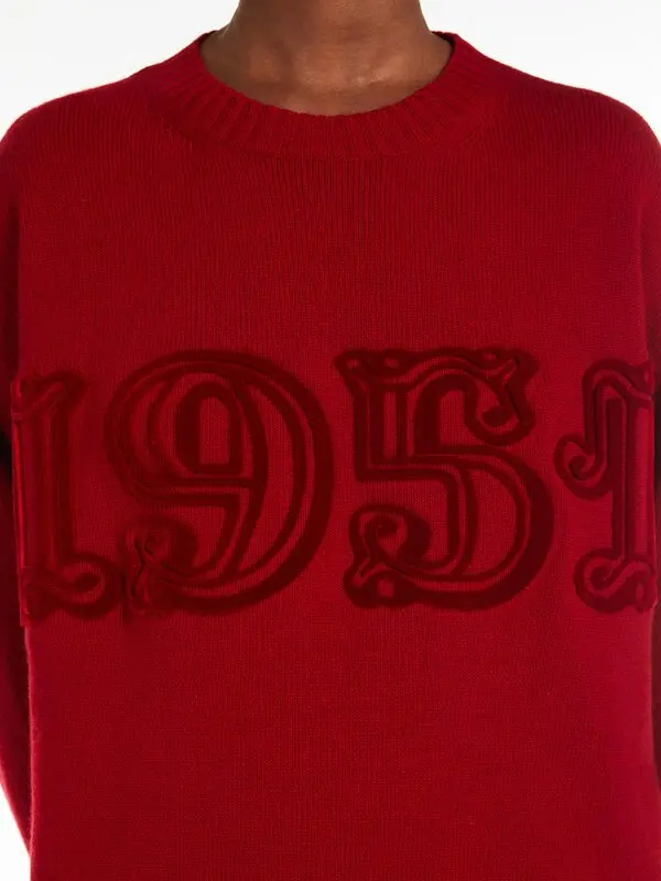 Max Mara Crewneck Jumper With 1951 Flocked Pattern - Red