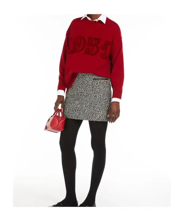 Max Mara Crewneck Jumper With 1951 Flocked Pattern - Red