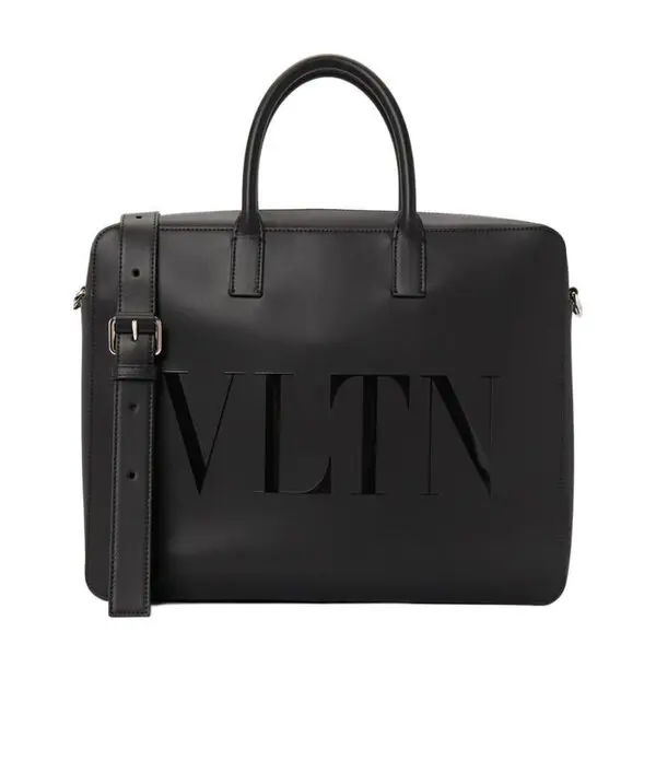 Valentino Garavani Vltn Logo Print Laptop Bag - Black