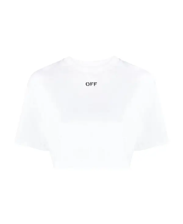 Off-White Off-stamp Crewneck Cropped T-shirt - White