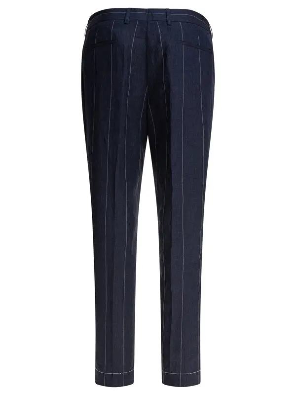 Brunello Cucinelli Pleated Tapered Trousers With Pin Stripes