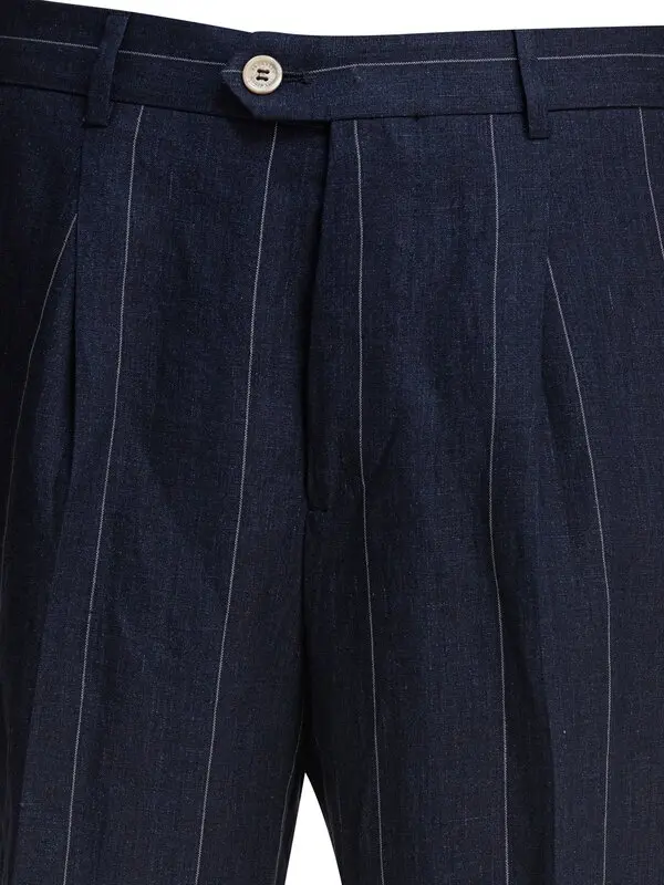 Brunello Cucinelli Pleated Tapered Trousers With Pin Stripes