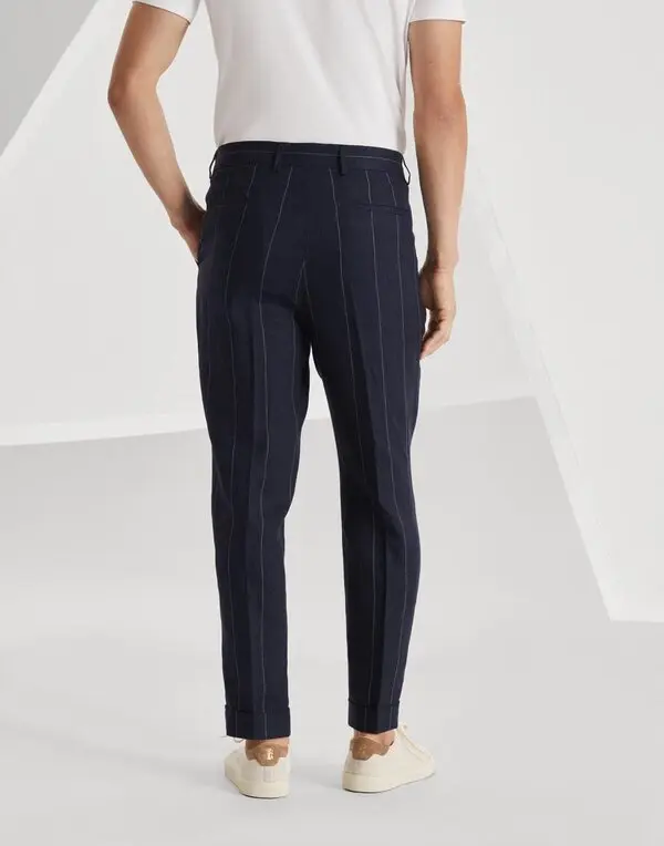 Brunello Cucinelli Pleated Tapered Trousers With Pin Stripes