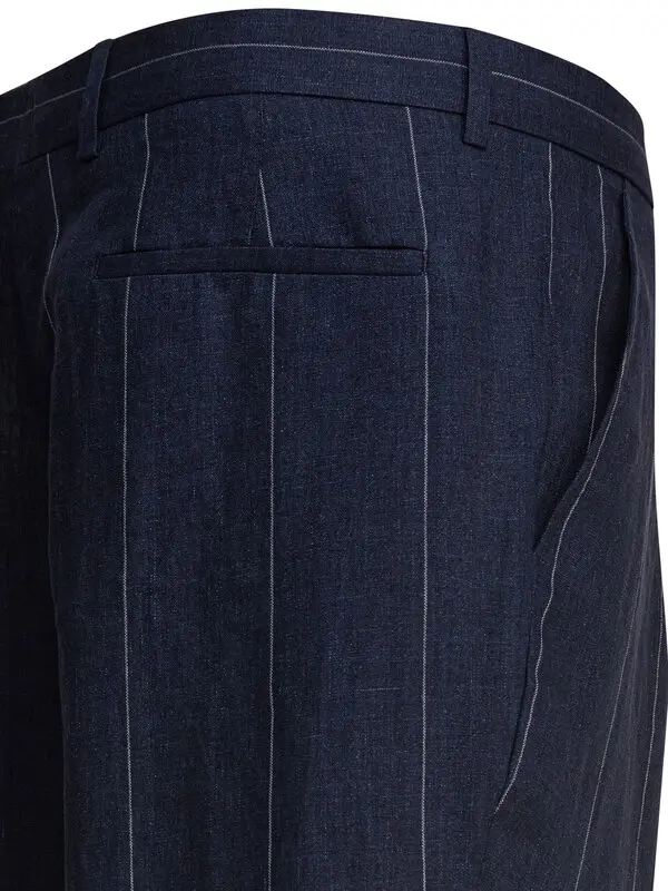 Brunello Cucinelli Pleated Tapered Trousers With Pin Stripes