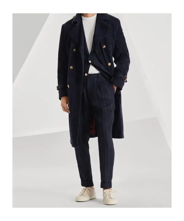 Brunello Cucinelli Pleated Tapered Trousers With Pin Stripes