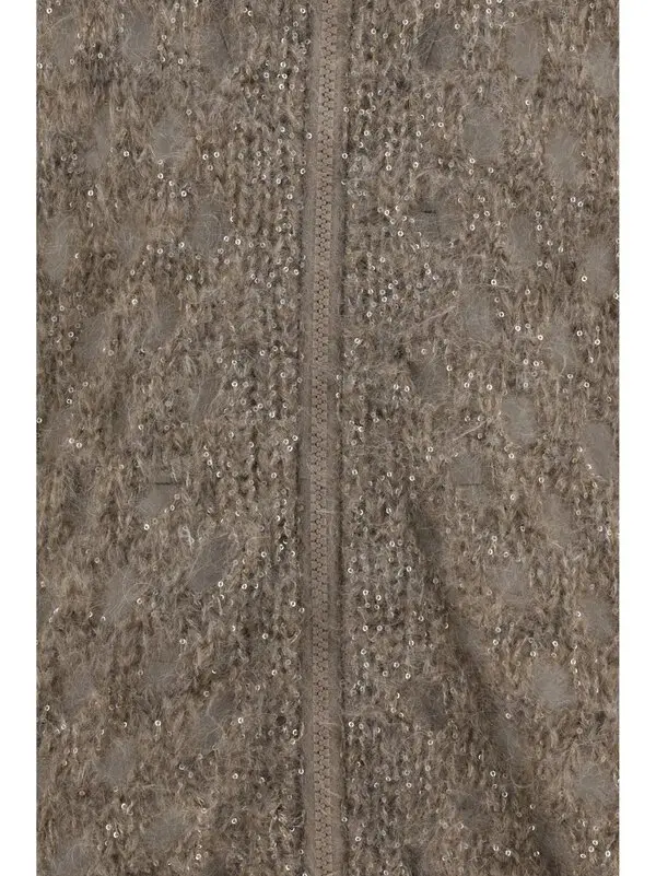 Brunello Cucinelli Dazzling Net Hooded Cardigan