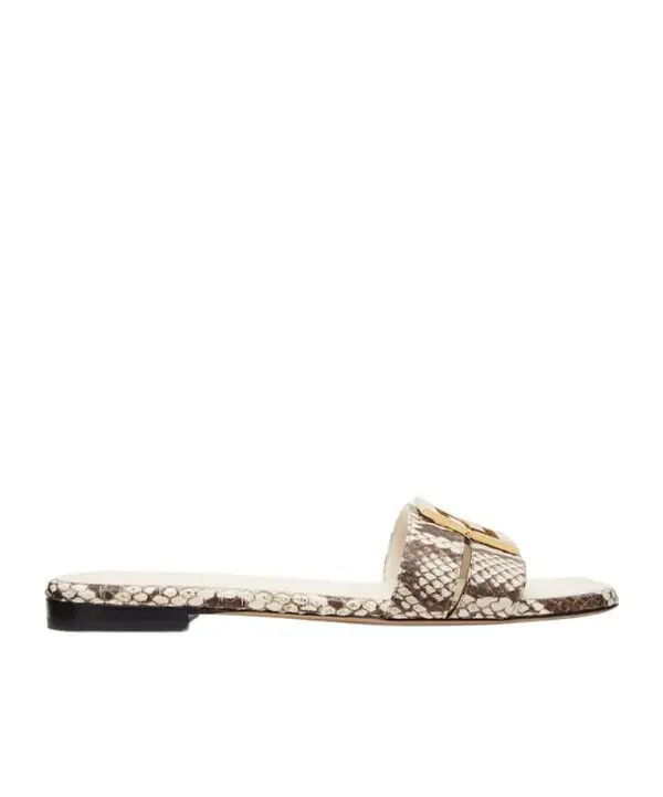 Fendi Ffold Printed Slip-on Slides - Nude