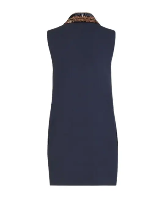 Fendi Sleeveless Mini Dress With Sequin Embellished Collar
