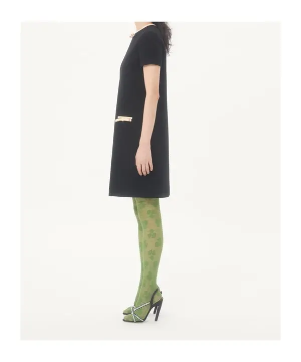 Valentino Garavani Short Sleeve Wool Tweed Dress With Bow Detail