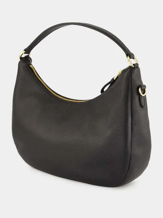 Prada Zip Leather Shoulder Bag - Black