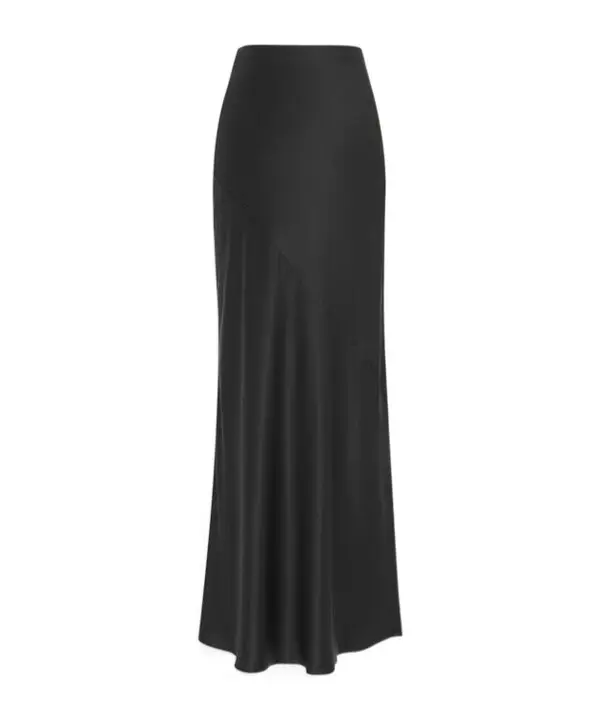 Saint Laurent Mid-rise Long Satin Crepe Skirt