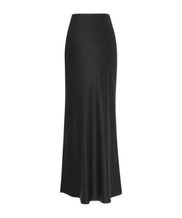 Saint Laurent Mid-rise Long Satin Crepe Skirt