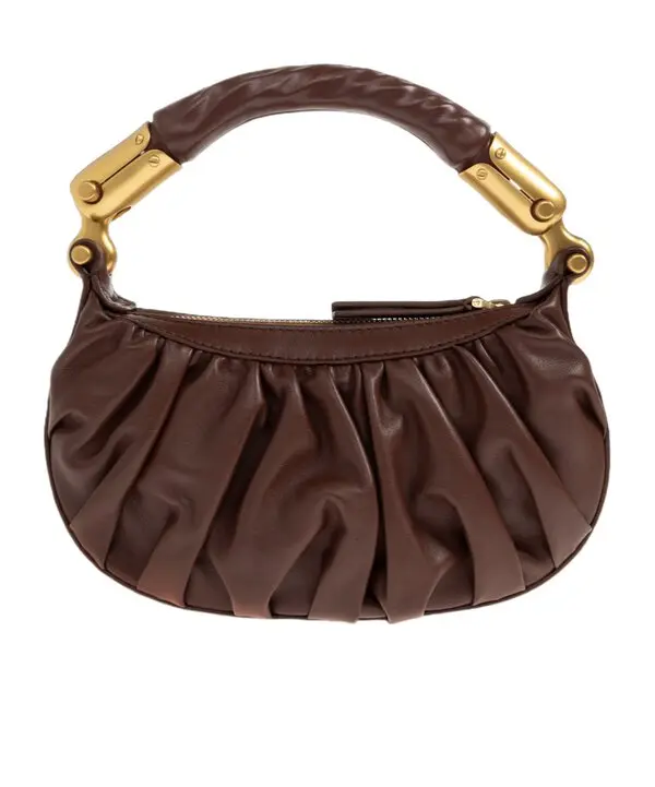 Balmain Ruched Handle Shoulder Bag - Brown