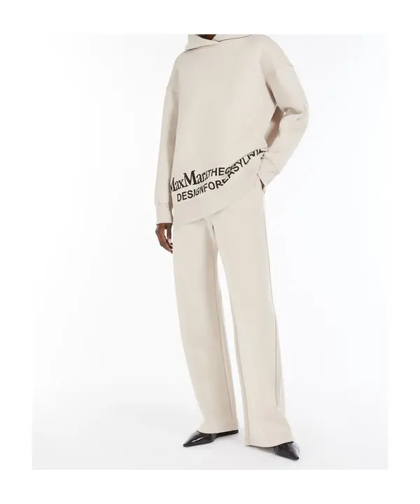 Max Mara Logo Detailed Long-sleeved Hoodie - Beige