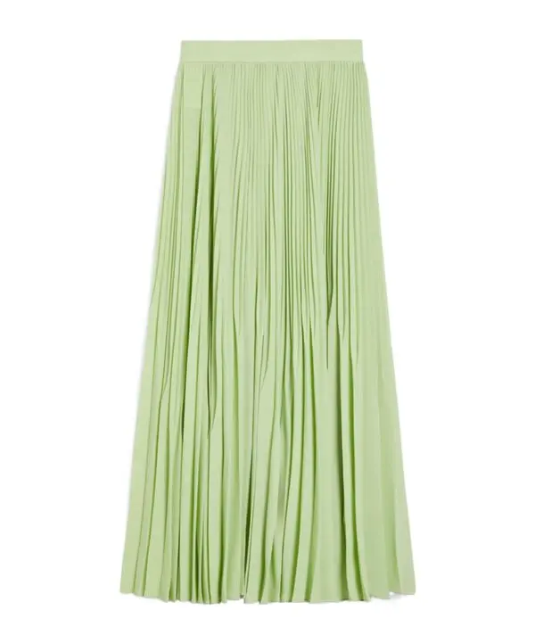 Max Mara Pleated Sable Georgette Skirt - Lime Green