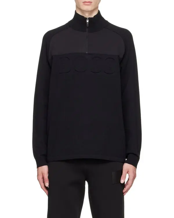 Hugo Boss Logo Quarter Zip Sweater