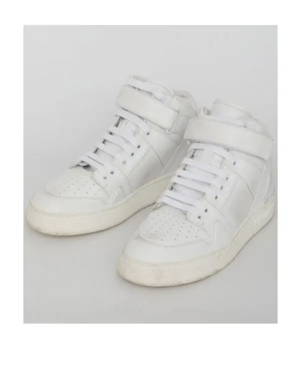 Saint Laurent High Top Lace-up Sneakers With Velcro Straps - White