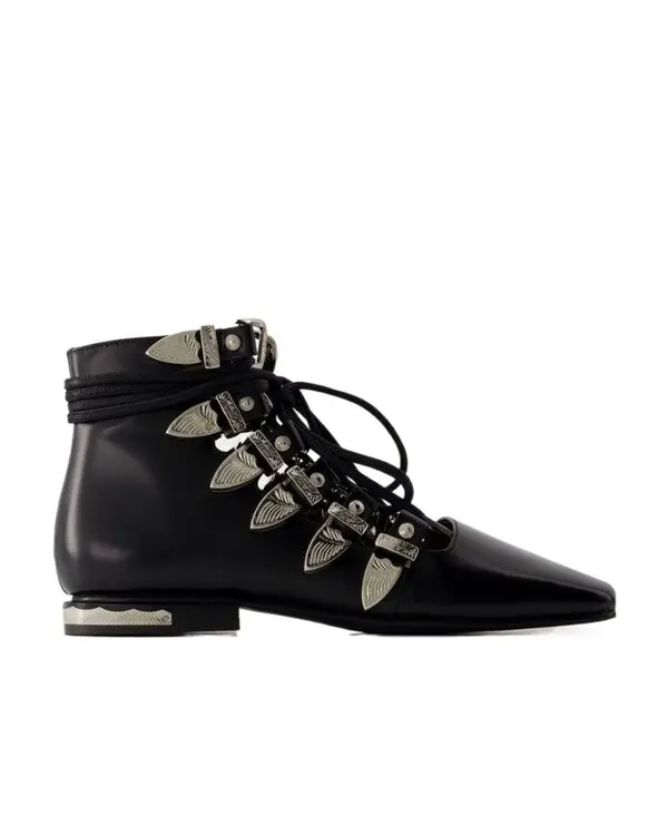 Toga Buckled Lace-up Ankle Boots