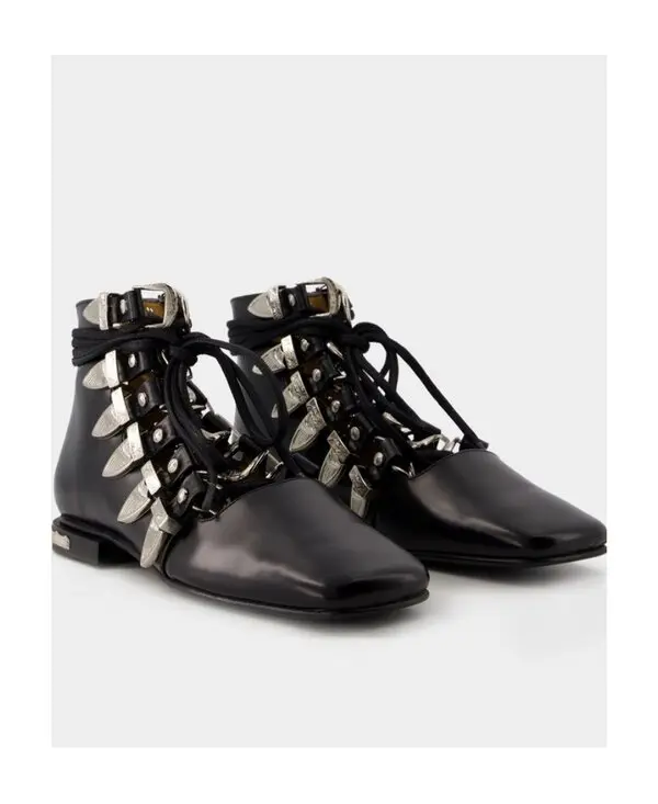 Toga Buckled Lace-up Ankle Boots