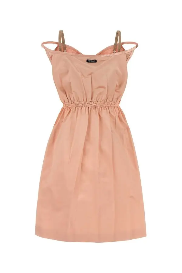 Miu Miu Logo-patch Spaghetti Strap Dress - Nude