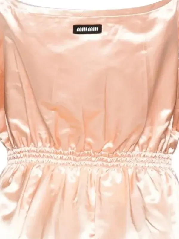 Miu Miu Logo-patch Spaghetti Strap Dress - Nude