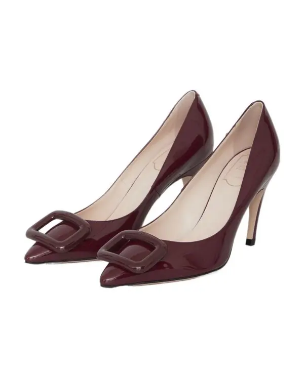 ROGER VIVIER Viv' Choc Lacque Buckle Pumps - Red