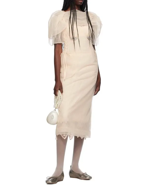 Simone Rocha Deep Lace Trim Slip Dress - White