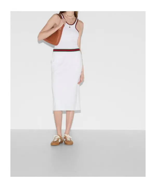 Gucci Rear Slit Web Stripe Detailed Midi Skirt