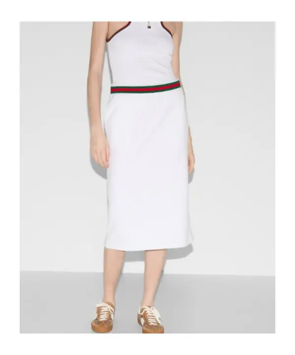 Gucci Rear Slit Web Stripe Detailed Midi Skirt