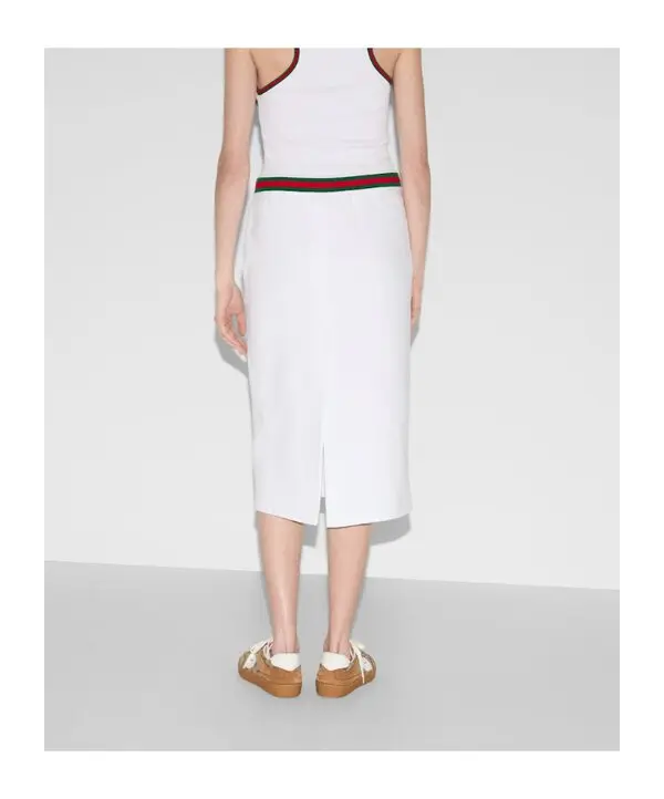 Gucci Rear Slit Web Stripe Detailed Midi Skirt