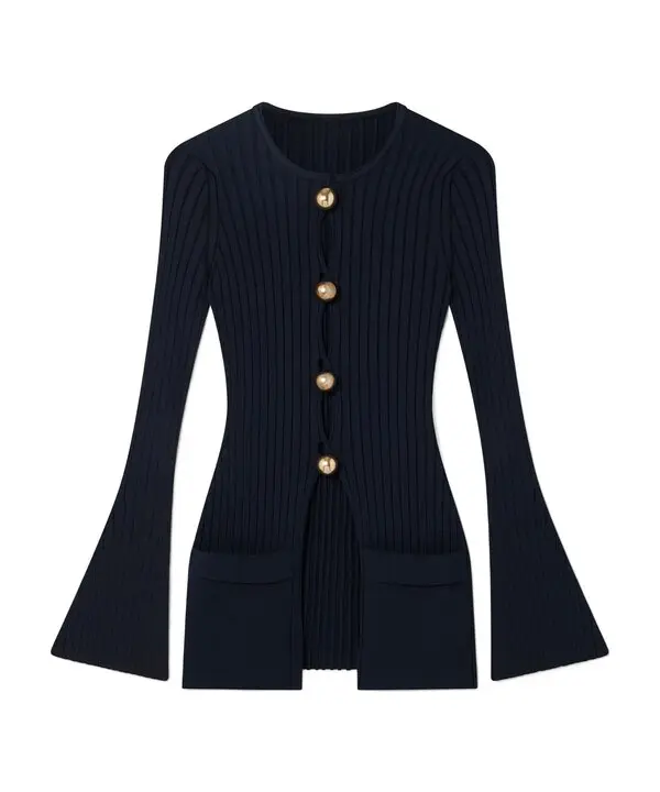 Stella McCartney Ribbed-knit Cardigan - Deep Navy Blue