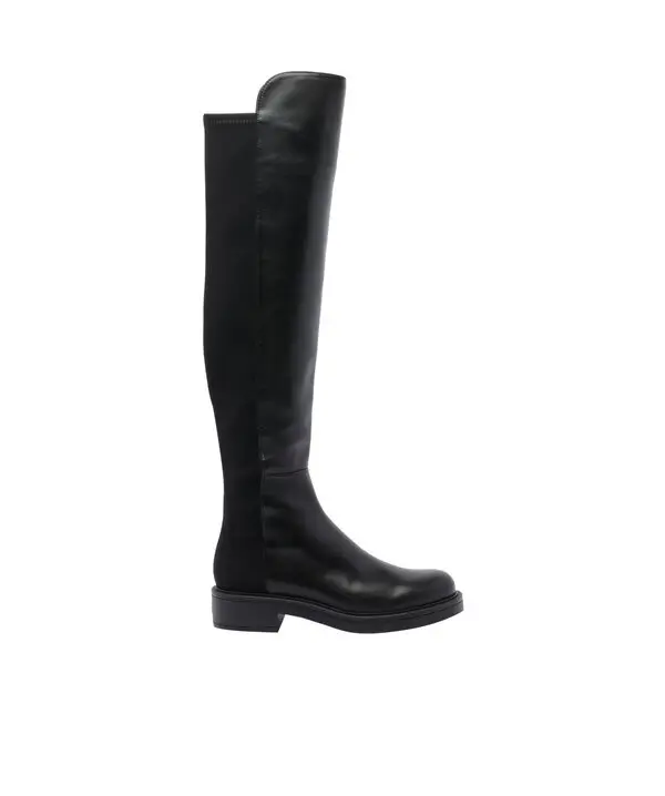 STUART WEITZMAN Over The Knee Round Toe Boots - Black