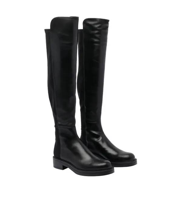 STUART WEITZMAN Over The Knee Round Toe Boots - Black