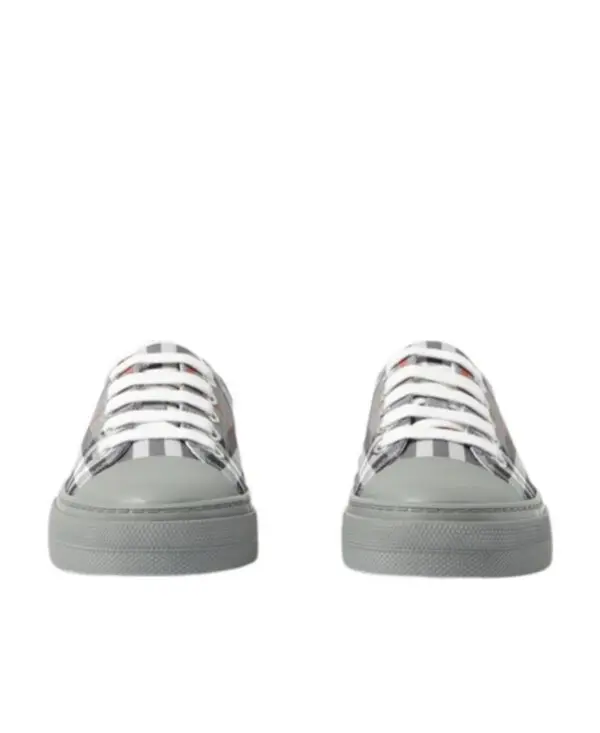 Burberry Check-pattern Canvas Lace-up Sneakers - Gray