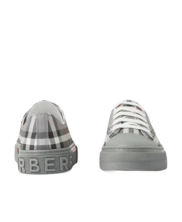 Burberry Check-pattern Canvas Lace-up Sneakers - Gray