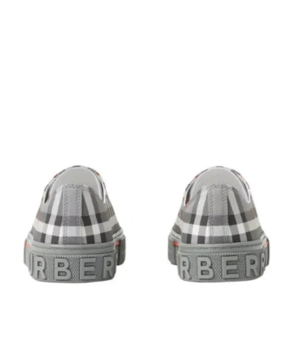 Burberry Check-pattern Canvas Lace-up Sneakers - Gray