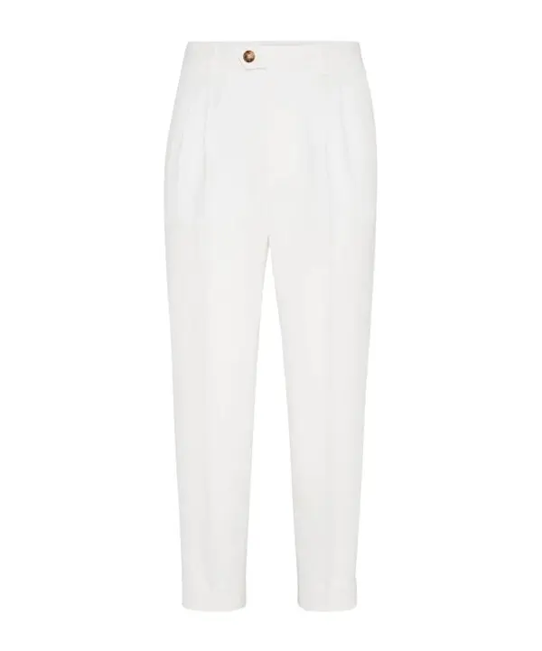 Brunello Cucinelli Pleated Tapered Leg Trousers - White