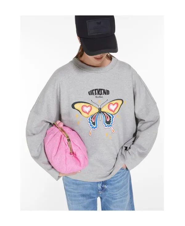 Max Mara Cotton Sweatshirt With Butterfly Print